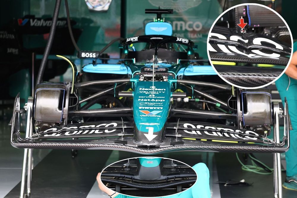 First glimpse of Aston Martin F1 upgrades appear as new front wing idea ...