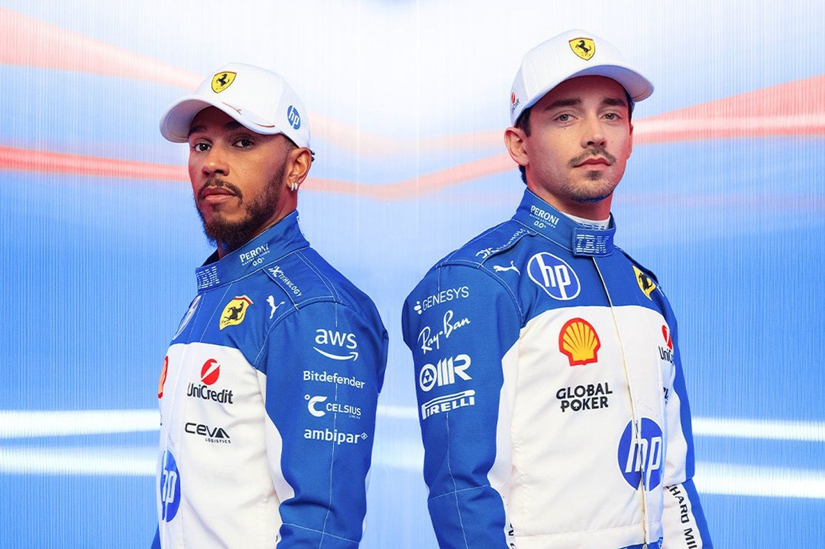 F1 | Ferrari cambia anche le tute: Leclerc e Hamilton in bianco e blu a ...