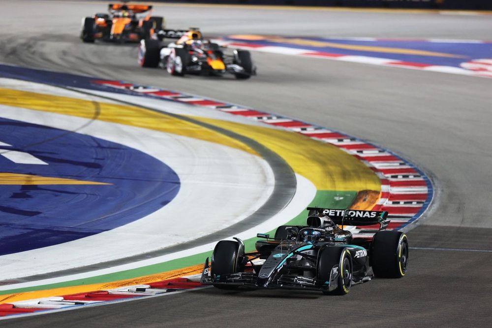 F1 Singapore GP: George Russell wins from pole as McLaren takes ...