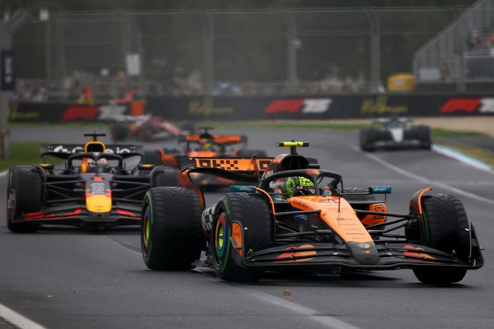 F1 Australian GP: Norris holds off Verstappen for victory in chaotic wet-dry race